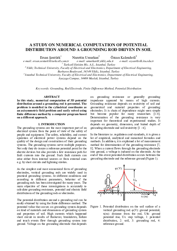 (PDF) A Study on Numerical Computation of Potential Distribution Around a Grounding Rod Driven ...
