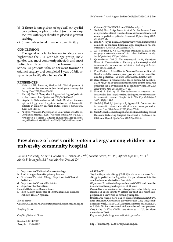 (PDF) Prevalence of cow's milk protein allergy among children in a ...