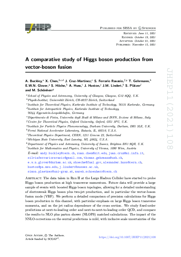 (PDF) A comparative study of Higgs boson production from vector-boson ...