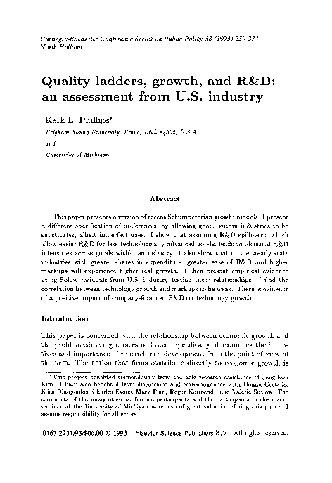(PDF) Quality ladders, growth, and R&D: an assessment from U.S. industry
