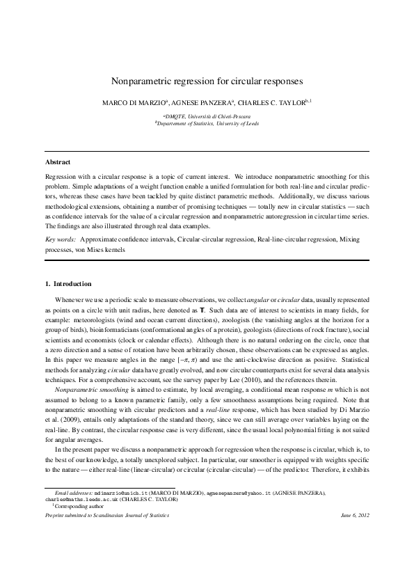(PDF) Non-parametric Regression for Circular Responses