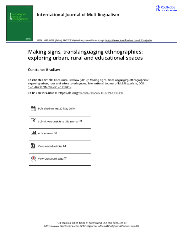 (PDF) Making signs, translanguaging ethnographies: exploring urban ...