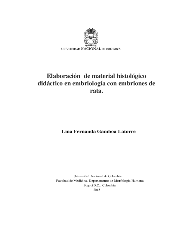 (PDF) Elaboración de material histológico didáctico en embriología con embriones de rata