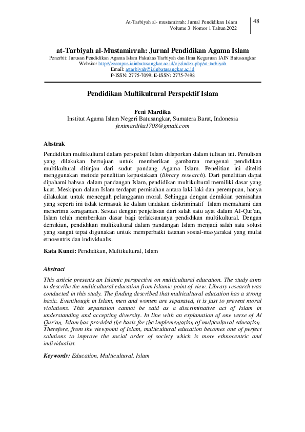 (PDF) Pendidikan Multikultural Perspektif Islam