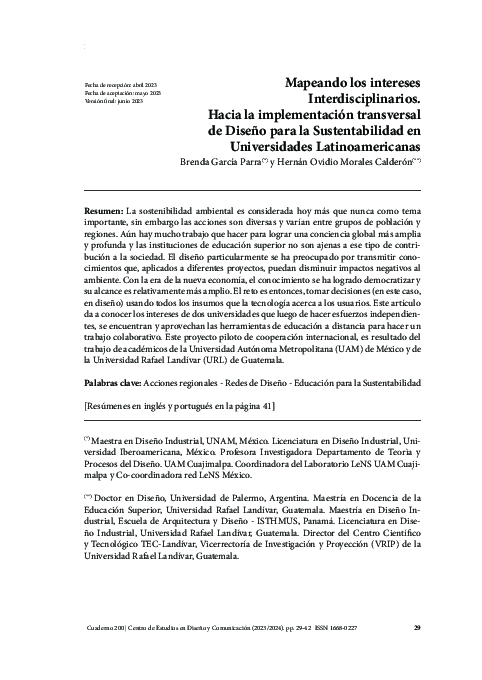 (PDF) Mapeando los intereses Interdisciplinarios. Hacia la implementación transversal de Diseño ...
