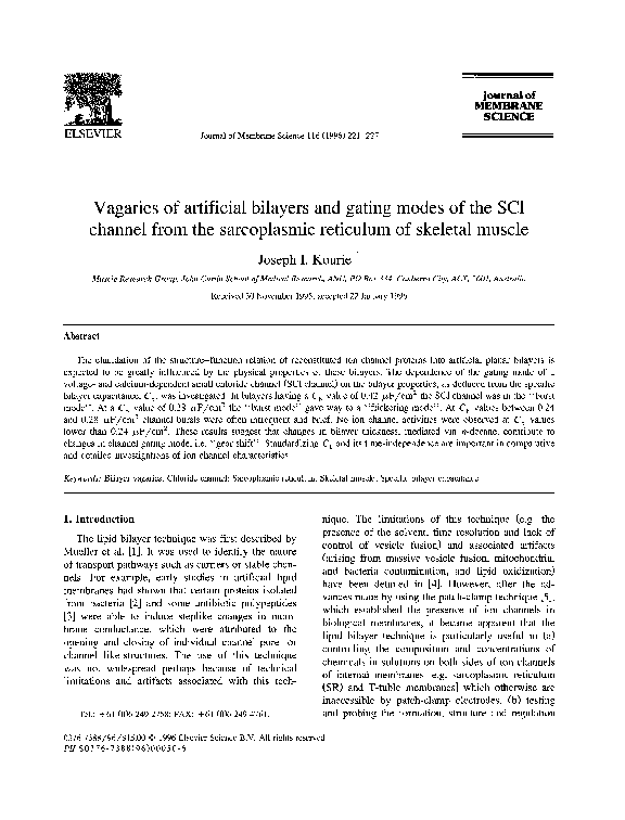 (PDF) Vagaries of artificial bilayers and gating modes of the SCl ...