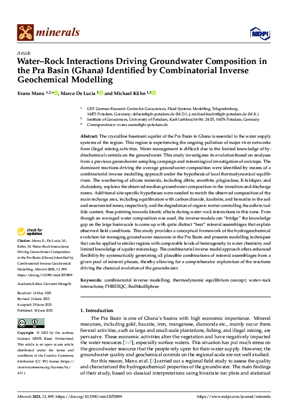 (PDF) Water–Rock Interactions Driving Groundwater Composition in the Pra Basin (Ghana ...