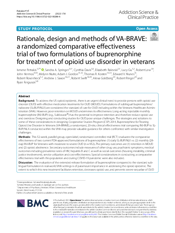 (PDF) Rationale, design and methods of VA-BRAVE: a randomized comparative effectiveness trial of ...