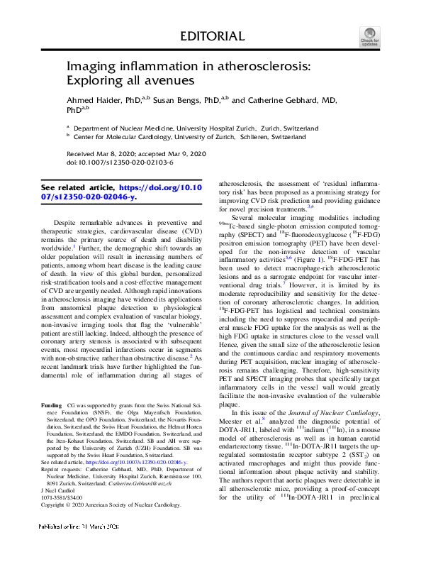 (PDF) Imaging inflammation in atherosclerosis: Exploring all avenues
