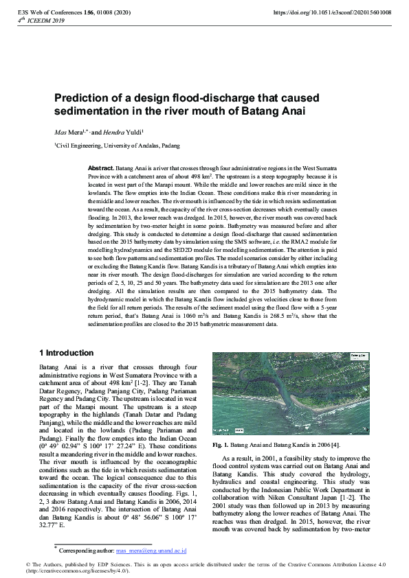 (PDF) Prediction of a design flood-discharge that caused sedimentation in the river mouth of ...
