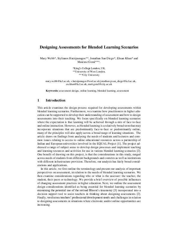 (PDF) Designing Assessments for Blended Learning Scenarios