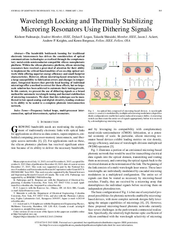 (PDF) Wavelength Locking and Thermally Stabilizing Microring Resonators ...