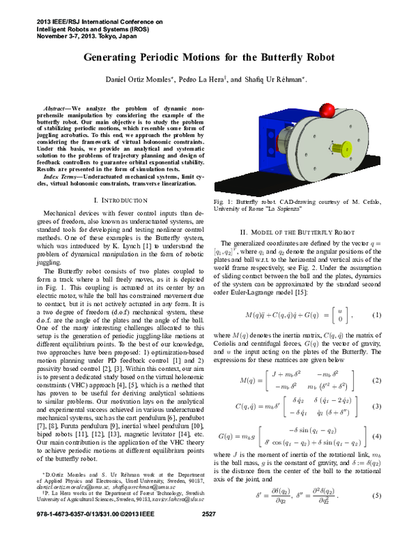 (PDF) Generating periodic motions for the butterfly robot