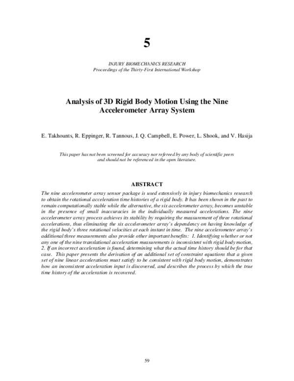 (PDF) Analysis of 3D rigid body motion using the nine accelerometer ...