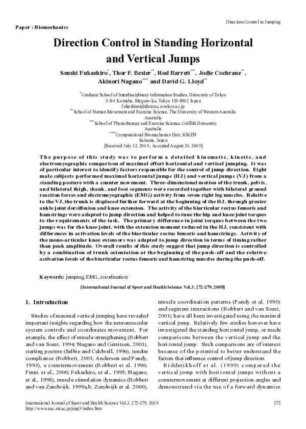 (PDF) Direction Control in Standing Horizontal and Vertical Jumps