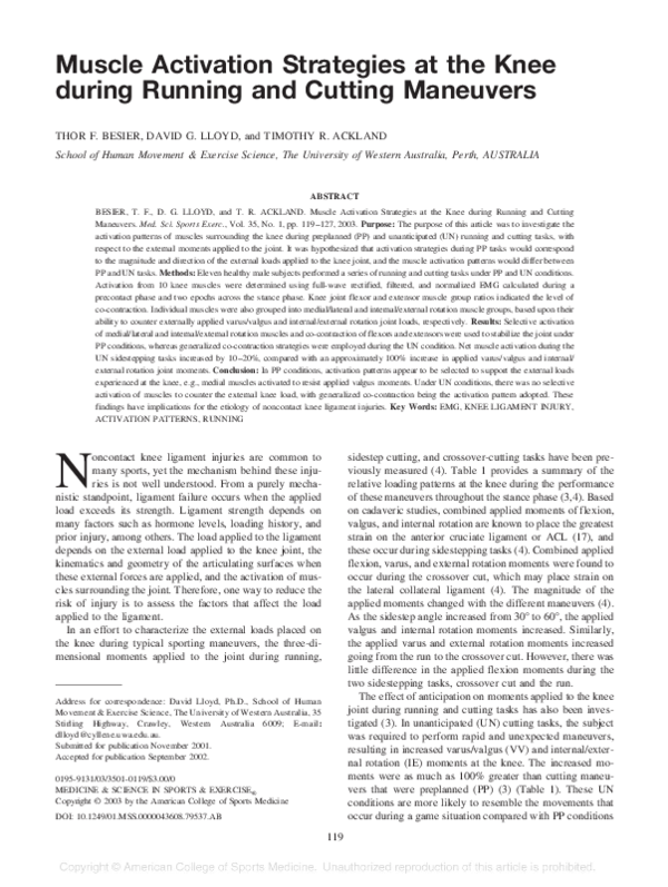 (PDF) Muscle Activation Strategies at the Knee during Running and ...