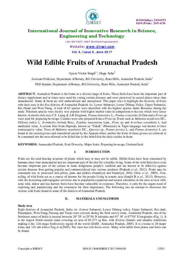(PDF) Wild Edible Fruits of Arunachal Pradesh