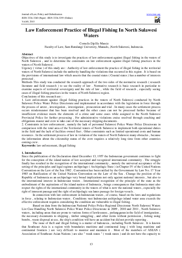 (PDF) Law Enforcement Practice of Illegal Fishing In North Sulawesi ...