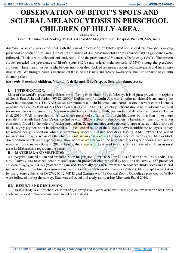 (PDF) Observation of Bitot’s Spots and Scleral Melanocytosis in ...
