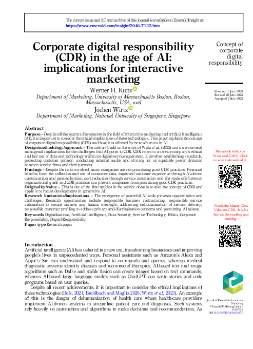 (PDF) The Importance of Corporate Digital Responsibility (CDR) in a ...