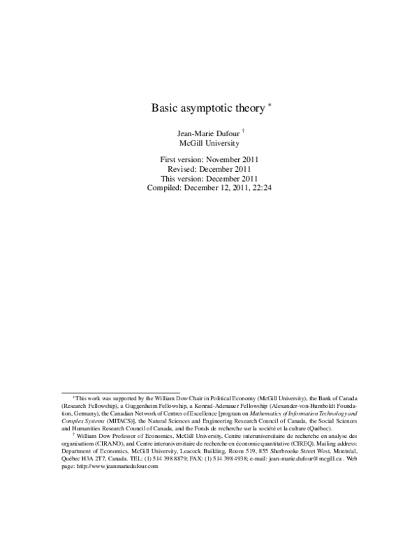 Pdf Basic Asymptotic Theory