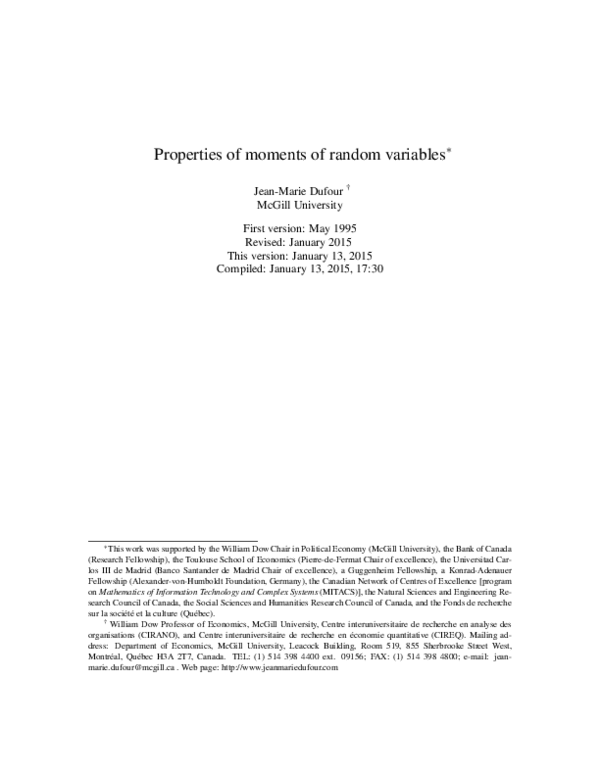(PDF) Properties of moments of random variables (PDF) Properties of moments of random variables