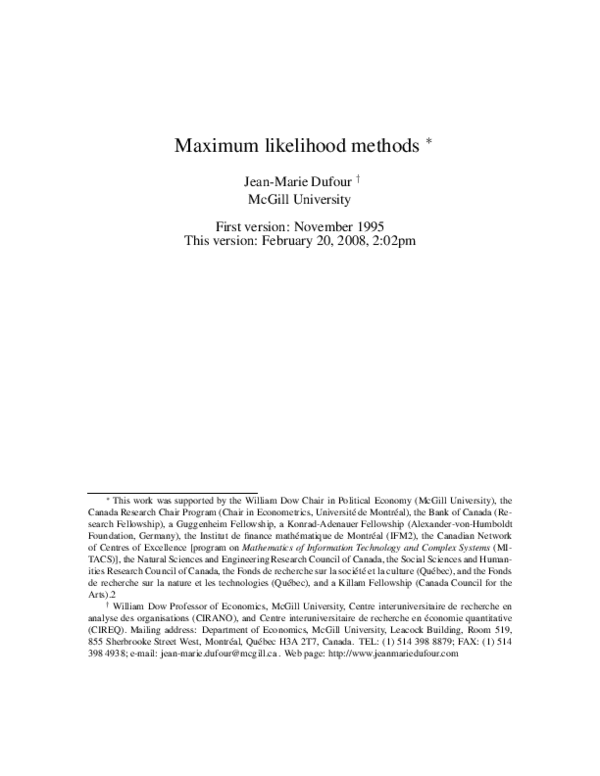 (PDF) Maximum Likelihood Methods (PDF) Maximum Likelihood Methods