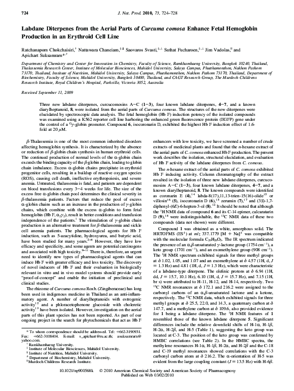 (PDF) Labdane Diterpenes from the Aerial Parts of Curcuma comosa ...