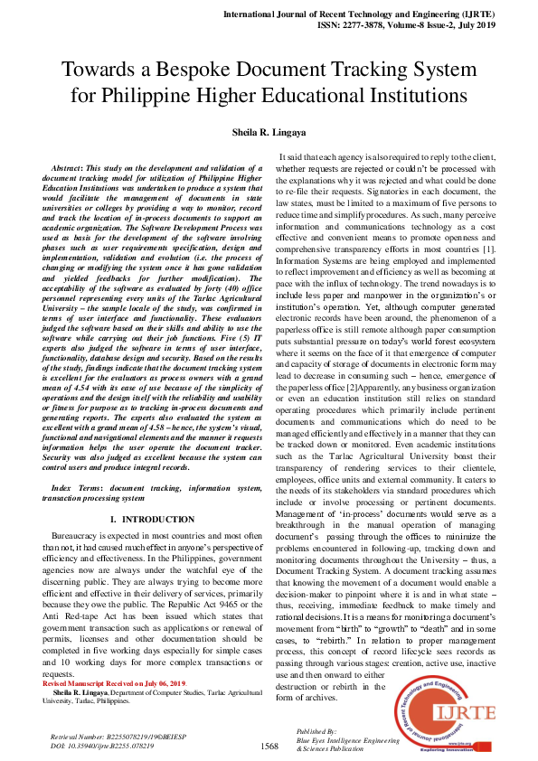 (PDF) Towards a Bespoke Document Tracking System for Philippine Higher ...