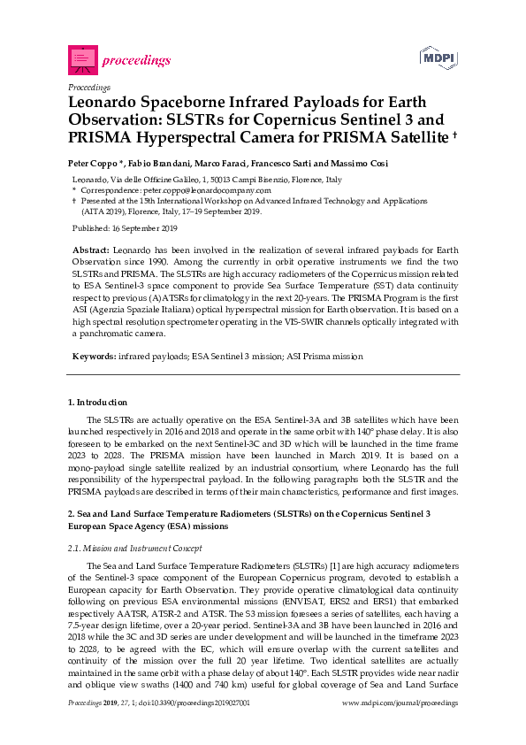 (PDF) Leonardo Spaceborne Infrared Payloads for Earth Observation ...