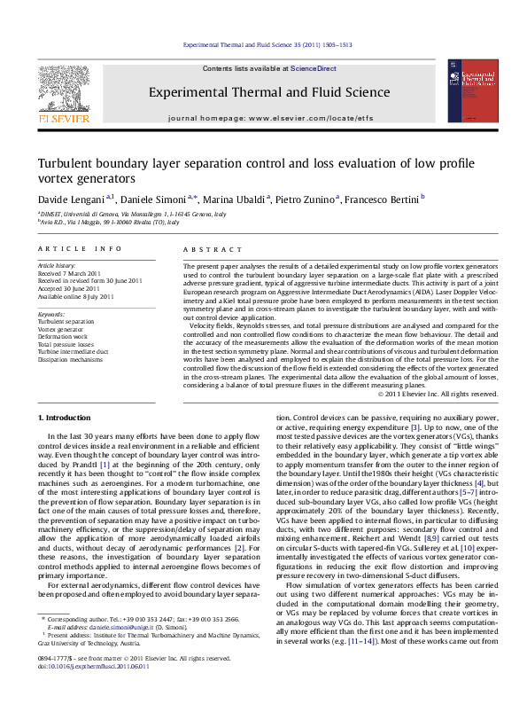 Pdf Turbulent Boundary Layer Separation Control And Loss Evaluation