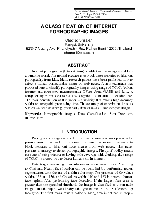(PDF) A Classification of Internet Pornographic Images