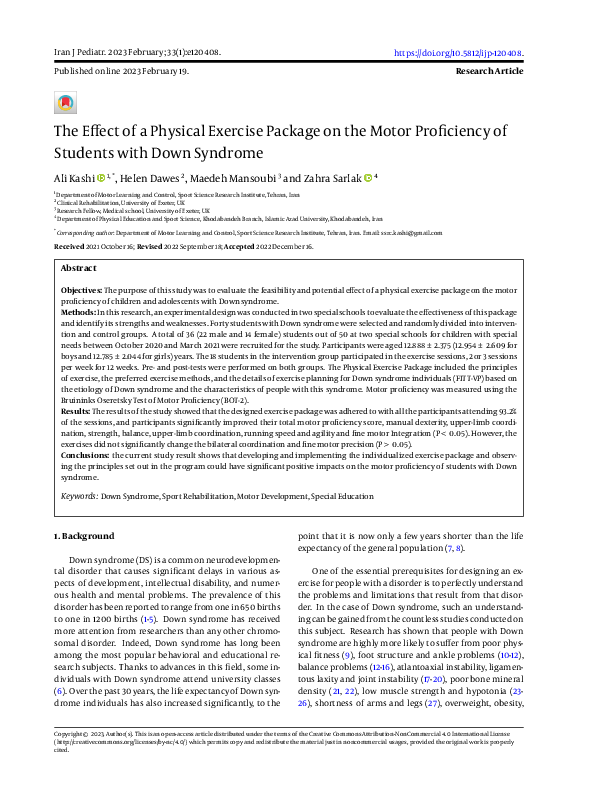 (PDF) The Effect of a Physical Exercise Package on the Motor ...