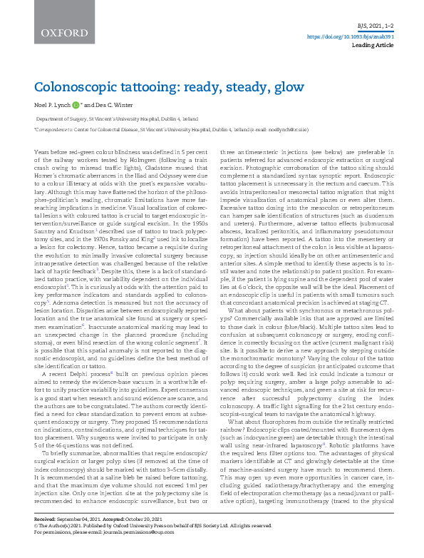 (PDF) Colonoscopic tattooing: ready, steady, glow