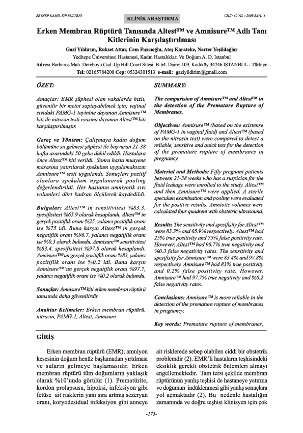 (PDF) The comparison of amnisure ™ and altest ™ in the detection of the ...