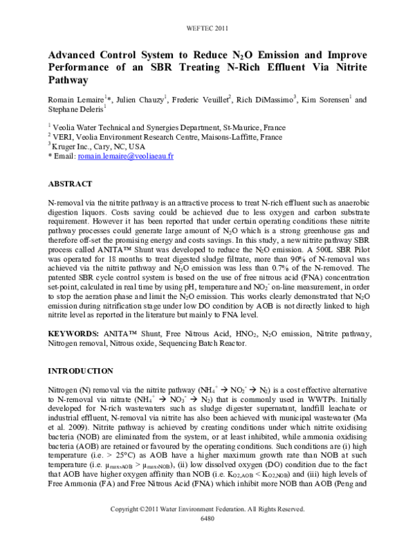 (PDF) Advanced Control System to Reduce N2O Emission and Improve ...