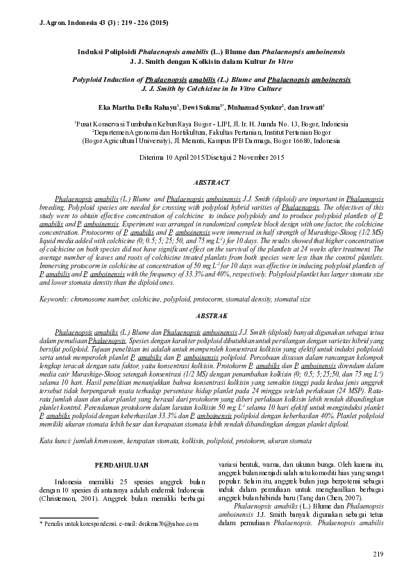 (PDF) Induksi Poliploidi Phalaenopsis amabilis (L.) Blume dan ...