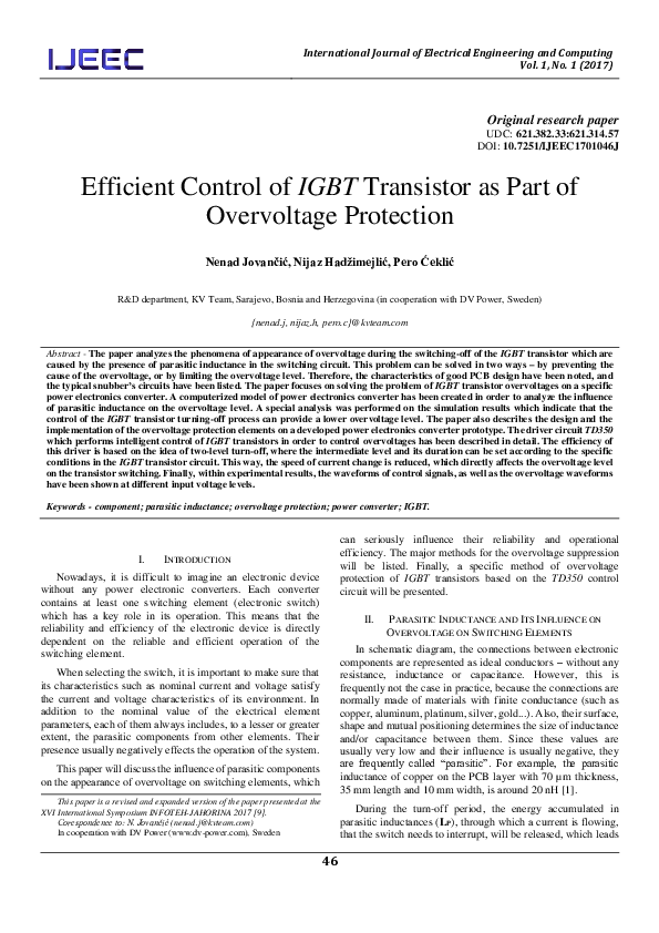 (PDF) Efficient Control of IGBT Transistor as Part of Overvoltage ...