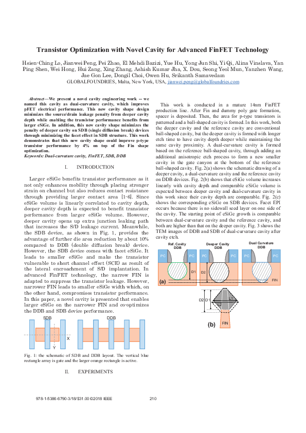 (PDF) Transistor Optimization with Novel Cavity for Advanced FinFET Technology | El Mehdi BAZIZI ...