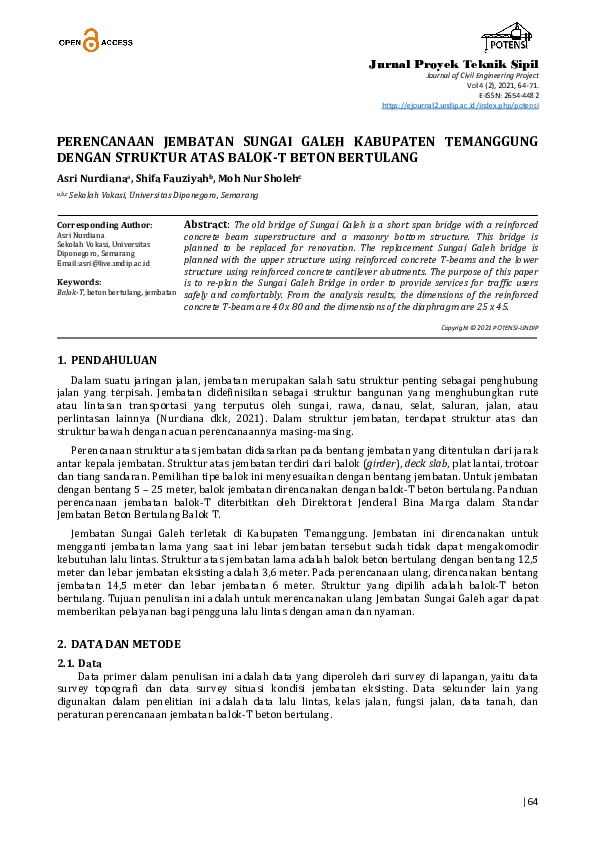 (PDF) Design of River Galeh Bridge Temanggung Regency with Reinforced ...