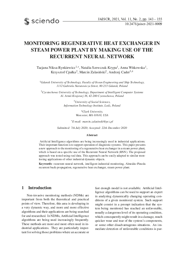 (PDF) Monitoring Regenerative Heat Exchanger in Steam Power Plant by ...