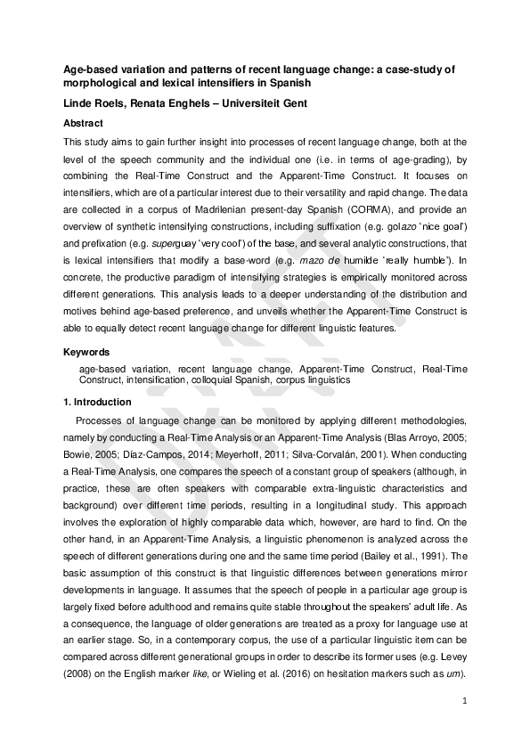 (PDF) Age-based variation and patterns of recent language change: A ...
