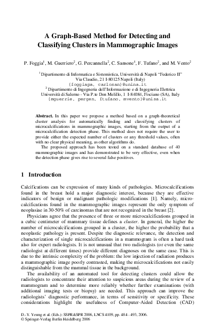Pdf A Graph Based Method For Detecting And Classifying Clusters In Mammographic Images