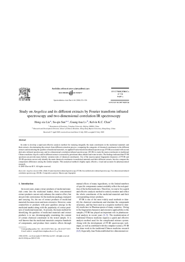 (PDF) Study on Angelica and its different extracts by Fourier transform infrared spectroscopy ...