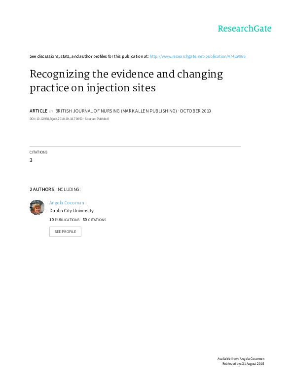 (PDF) Intramuscular injections: a review of best practice for mental ...