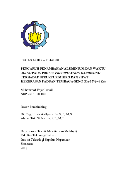 (PDF) Pengaruh Penambahan Aluminium dan Waktu Aging pada Proses Precipitation Hardening terhadap ...