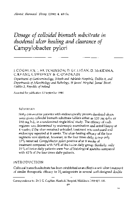 (PDF) Colloidal Bismuth Subcitrate in Duodenal Ulcer Healing