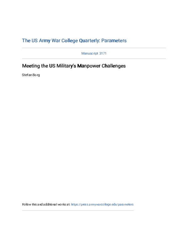 (PDF) Meeting the US Military's Manpower Challenges