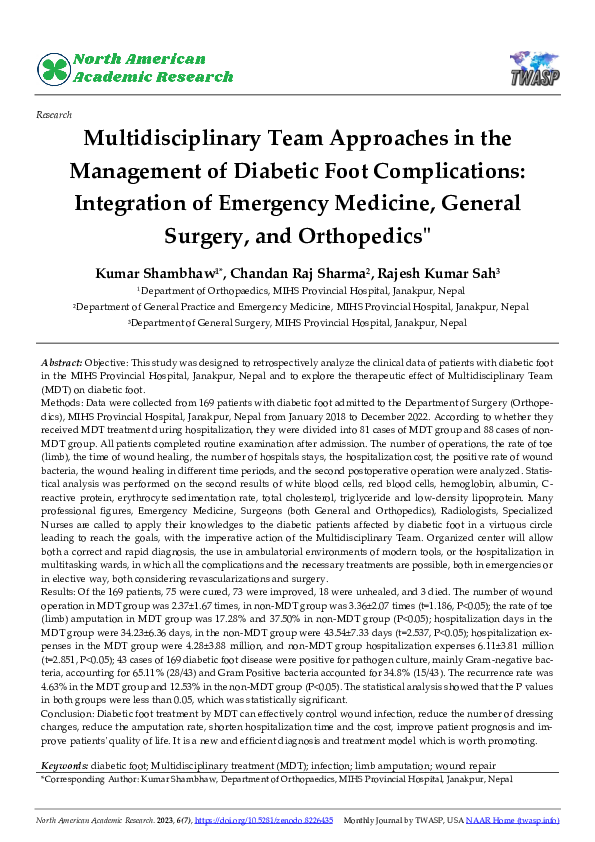 (PDF) Multidisciplinary Team Approaches in the Management of Diabetic ...