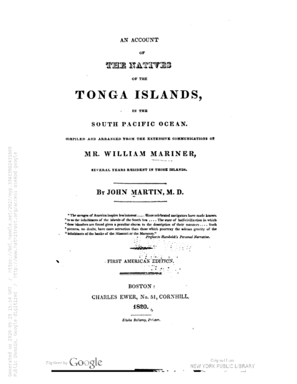 (PDF) An Account of the Natives of the Tonga Islands in the South ...